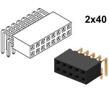 2x40 pin Female Header .1"sp R/A: Phoenix Enterprises -PE- Connectors ...