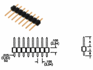 1x 8 pin Snappable Header .1"sp: Phoenix Enterprises -PE- Connectors IC ...