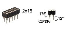 2x18 pin SIP x 2 Row Machined Socket: Phoenix Enterprises -PE ...