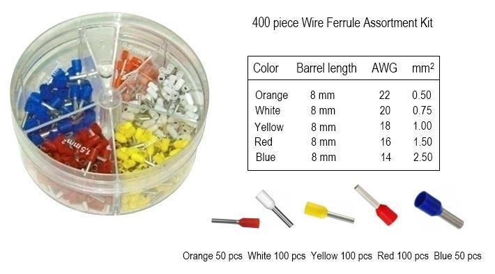 Wire Ferrule Assortment Kit 400pc 22-14awg 5 colors owyrb: Phoenix ...