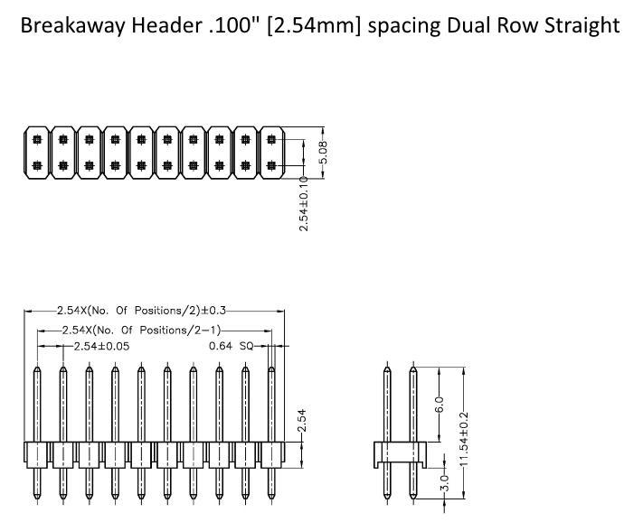 2x40 pin Snappable Header .1"sp: Phoenix Enterprises -PE- Connectors IC ...