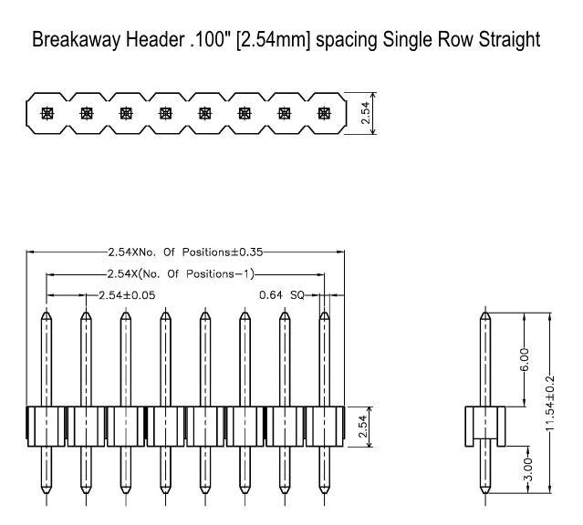 1x 6 pin Snappable Header .1"sp: Phoenix Enterprises -PE- Connectors IC ...