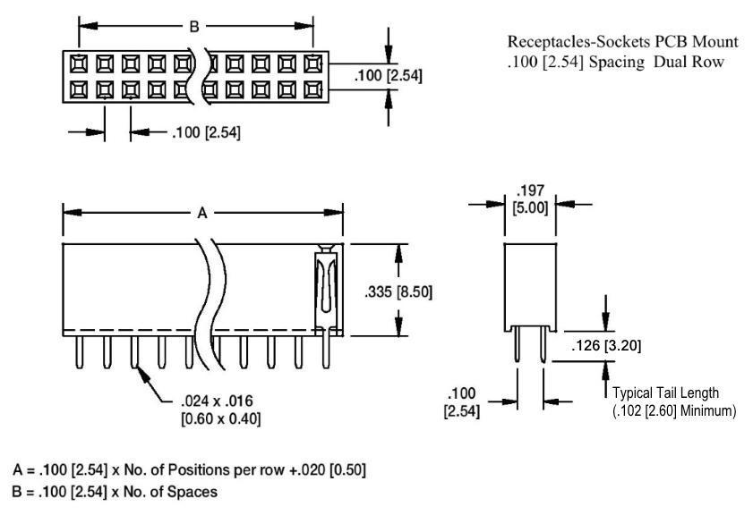 2x16 pin Female Header .1"sp: Phoenix Enterprises -PE- Connectors IC ...